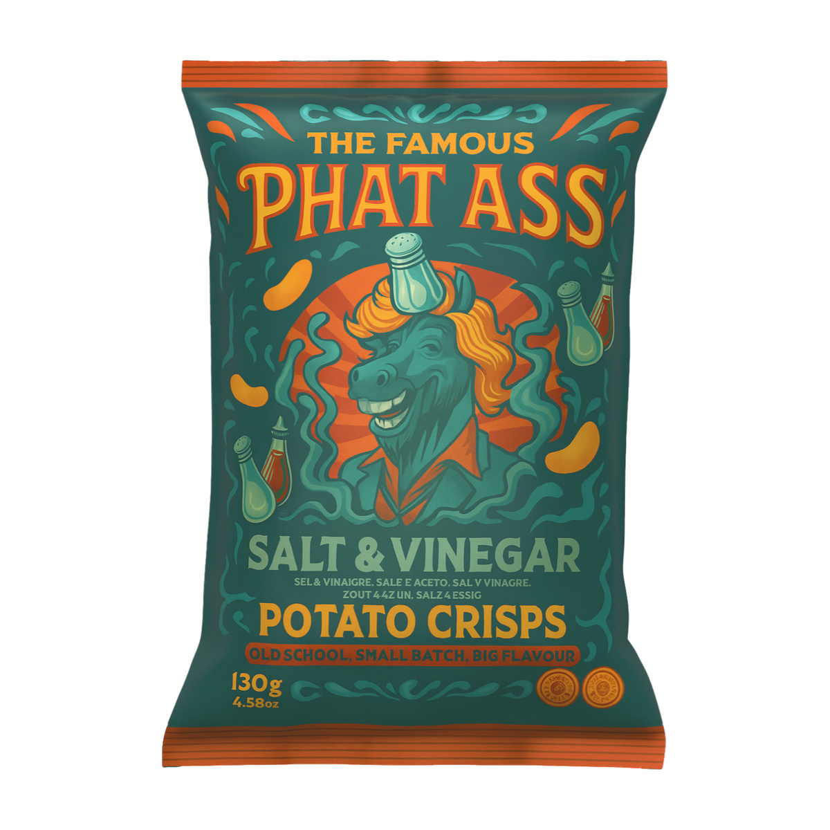 Phat Ass Salt & Vinegar Potato Crisps (10x130g) – The Gorgeous Food Company