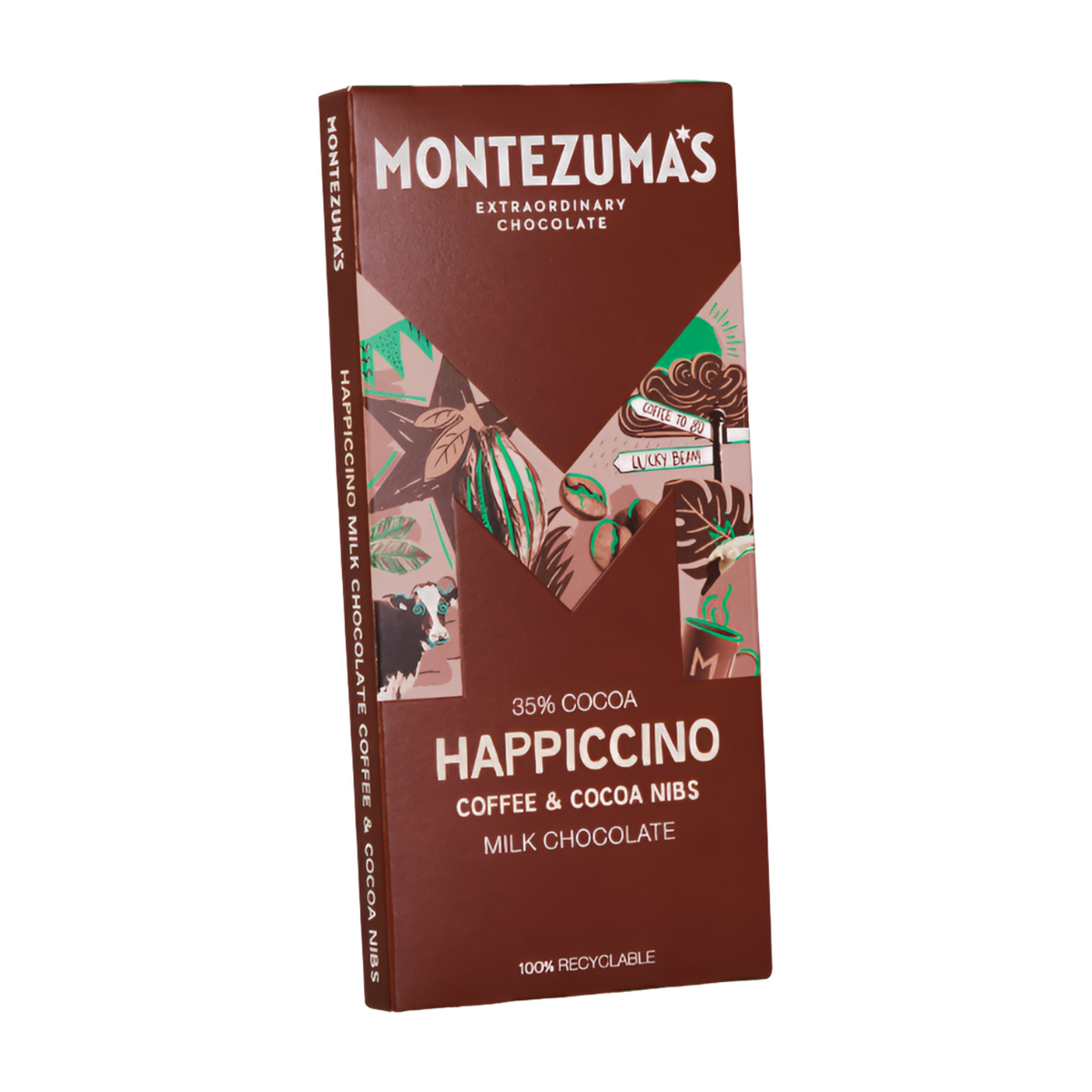 Montezuma's Happiccino Milk Chocolate with Coffee & Cocoa Nibs (12x90g ...