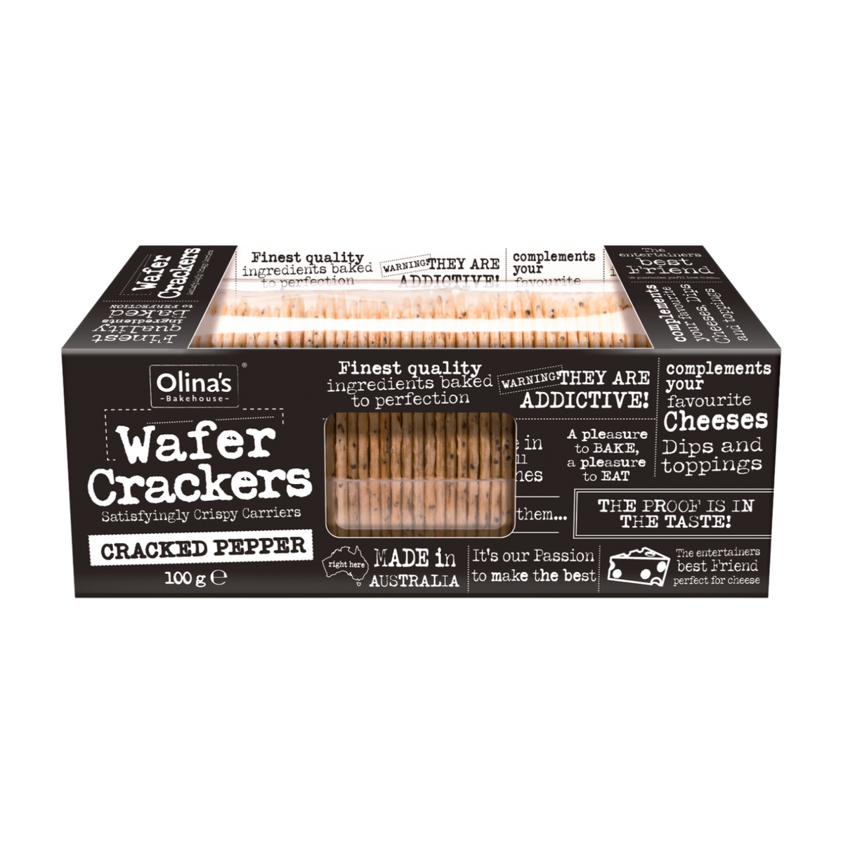 Olina's Bakehouse Cracked Black Pepper Wafer Crackers (12x100g) – The ...