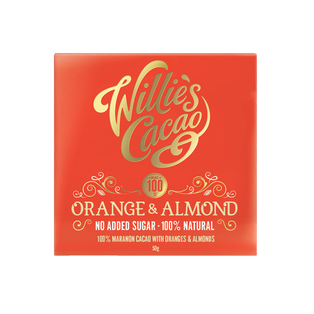 Willies Cacao No Added Sugar Orange & Almond Chocolate (12x50g) – The ...